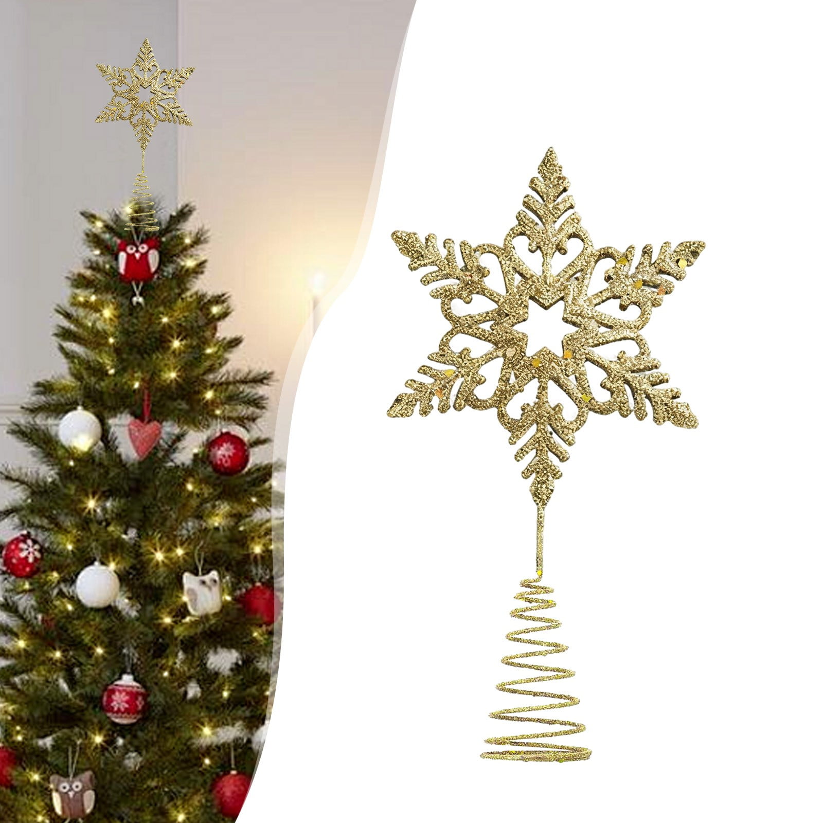 Christmas Tree Star Topper Hollow Pentagram Tree Decoration for Festive ...
