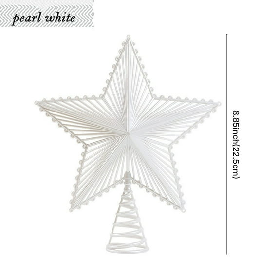 Christmas Tree Star Topper Metal 8.85 in | Beaded Radiating Lines ...