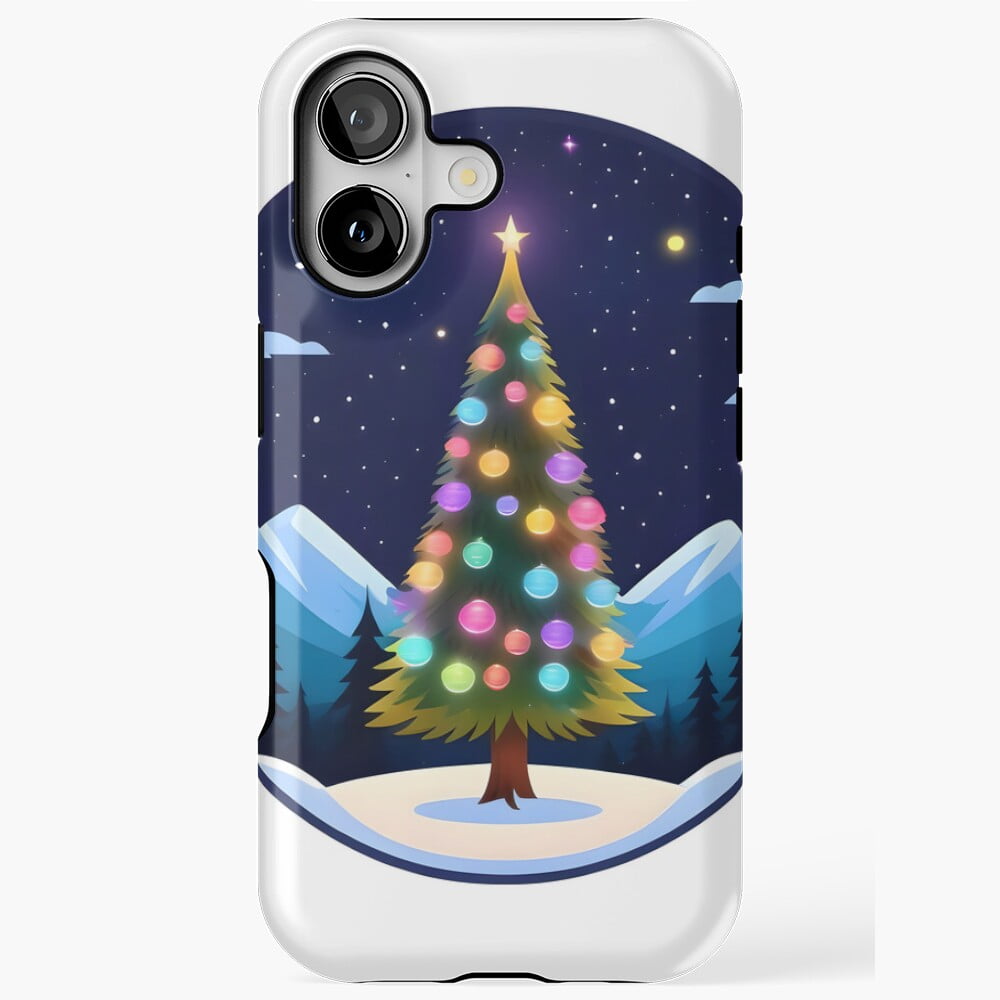 Christmas Tree Starry Night Mountain Scene Phone Case with iPhone 17 to ...