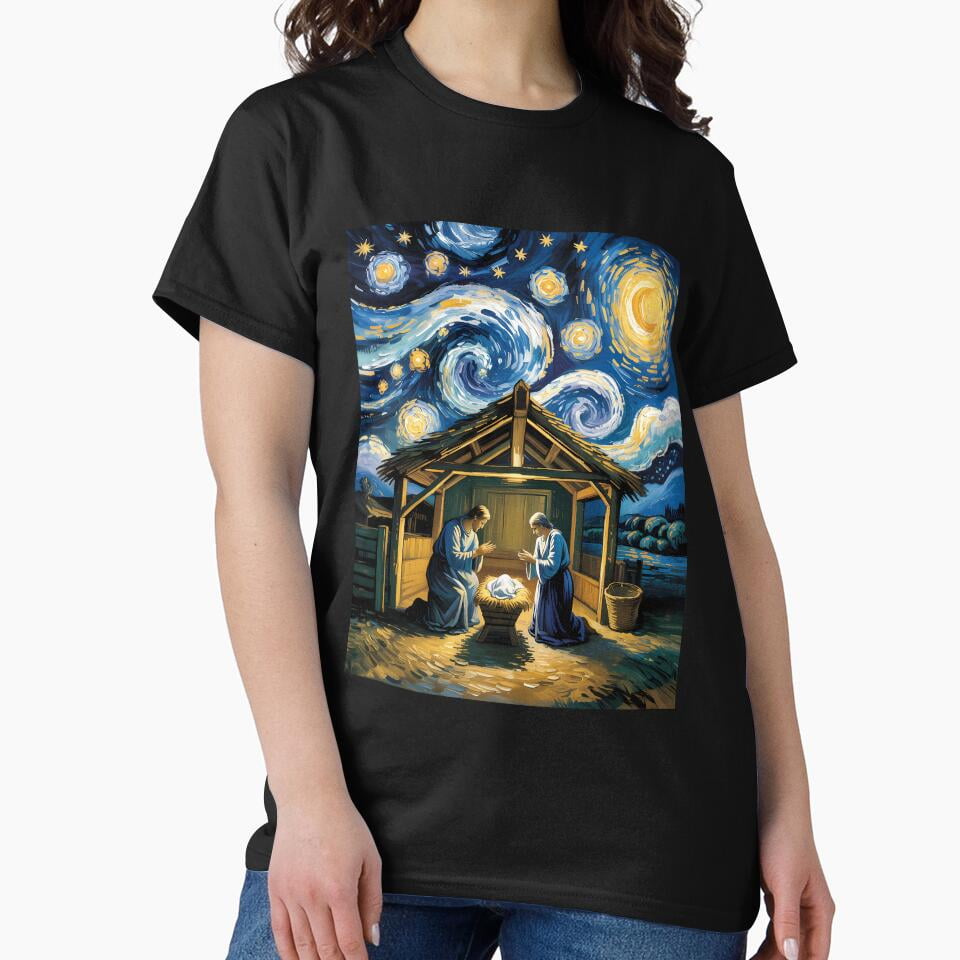 Christmas Tree Starry Night Winter Xmas Van Gogh Style Holiday Art ...