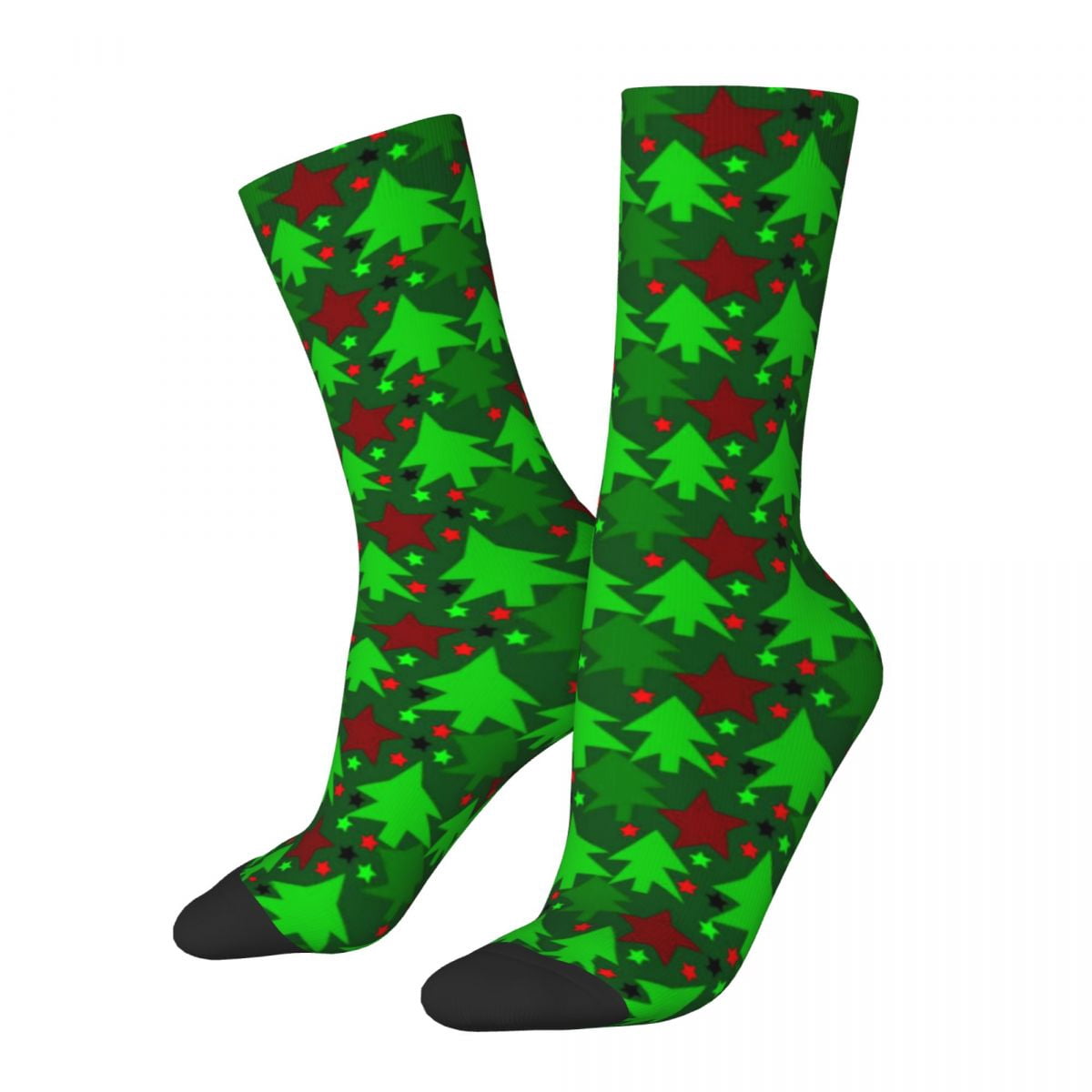Christmas Tree Stockings Colorful Print Socks Soft Breathable Vintage ...