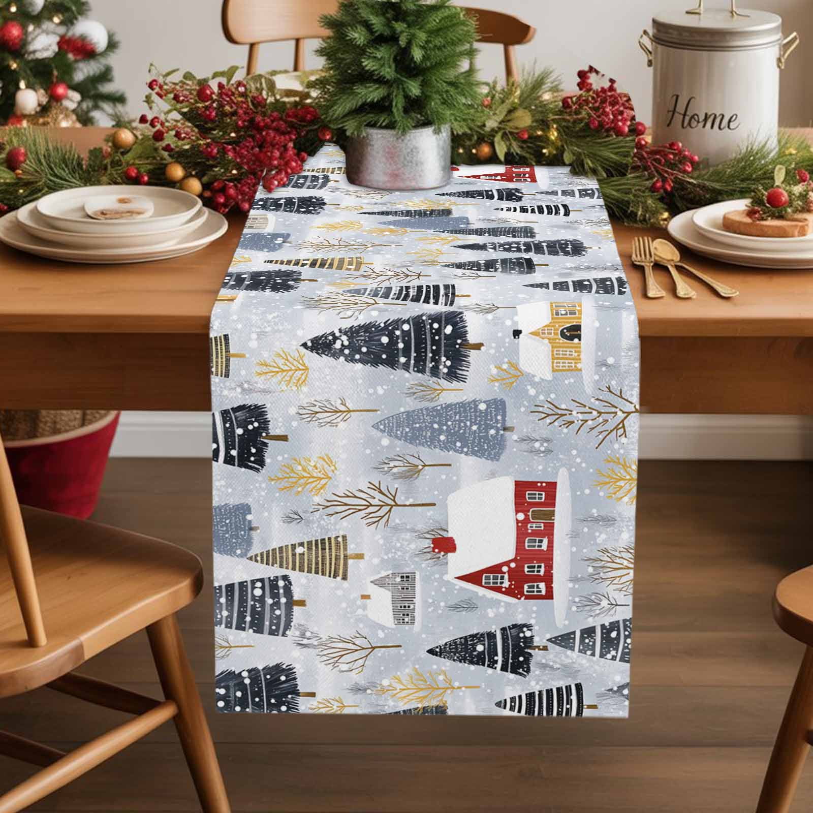 Christmas Tree Stripes Abstract Art Table Runner 13x70in Non-Slip ...