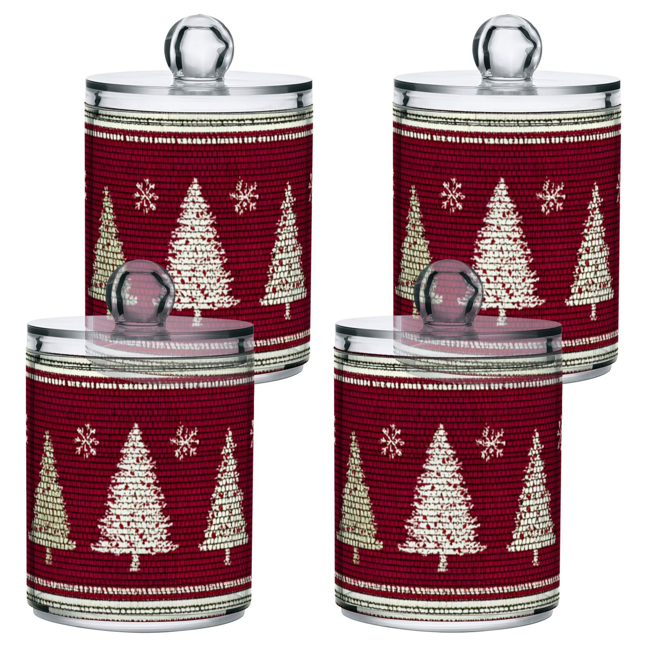Christmas Tree Stripes Fabric Texture Translucent Plastic Cans Storage ...