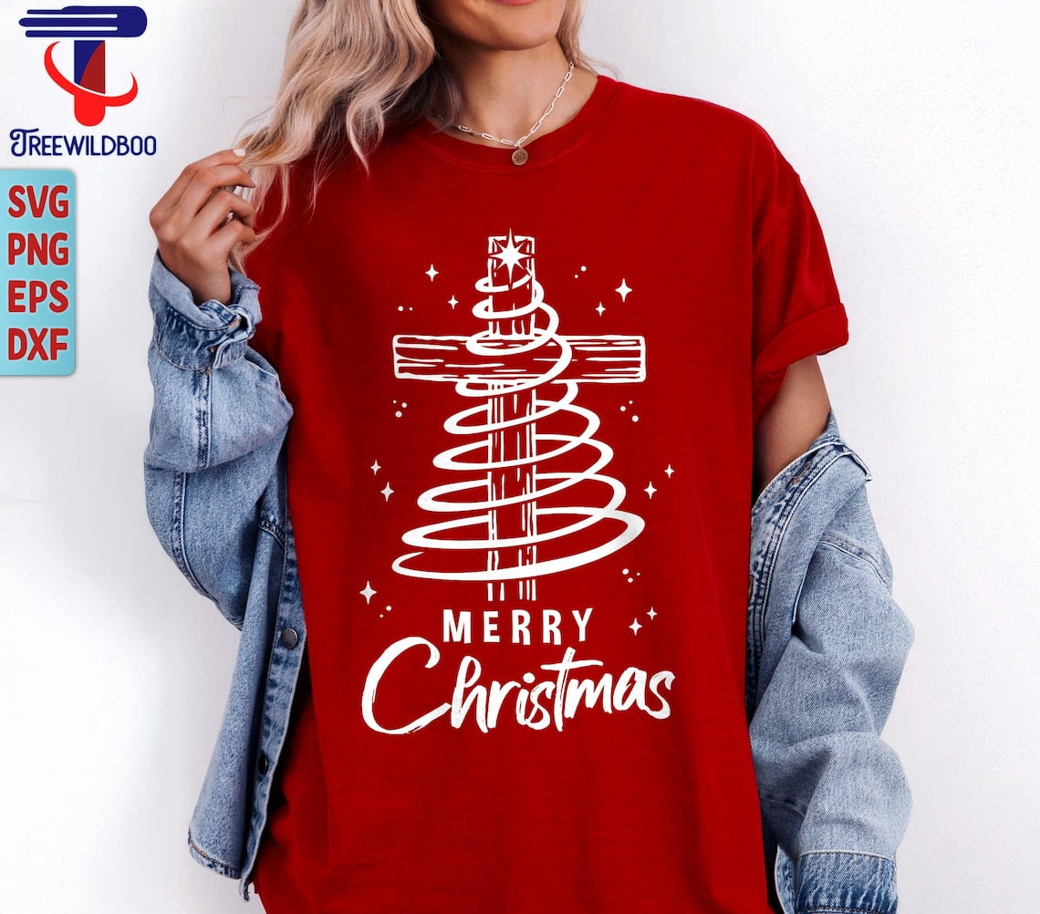 Christmas Tree T-shirt, Jesus Cross Christmas Tree Shirt, Christian ...