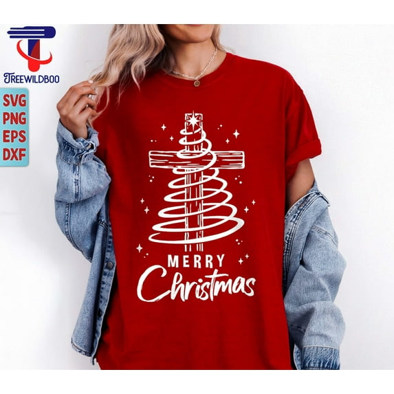 Christmas Tree T-shirt, Jesus Cross Christmas Tree Shirt, Christian ...
