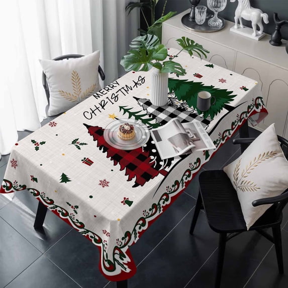 Christmas Tree Table Cloth Waterproof Tablecloths, Winter Snowflake ...