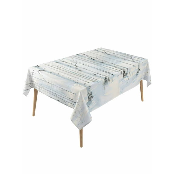 Christmas Tree Table Cloth, White Xmas Snowflake Watercolor Waterproof ...