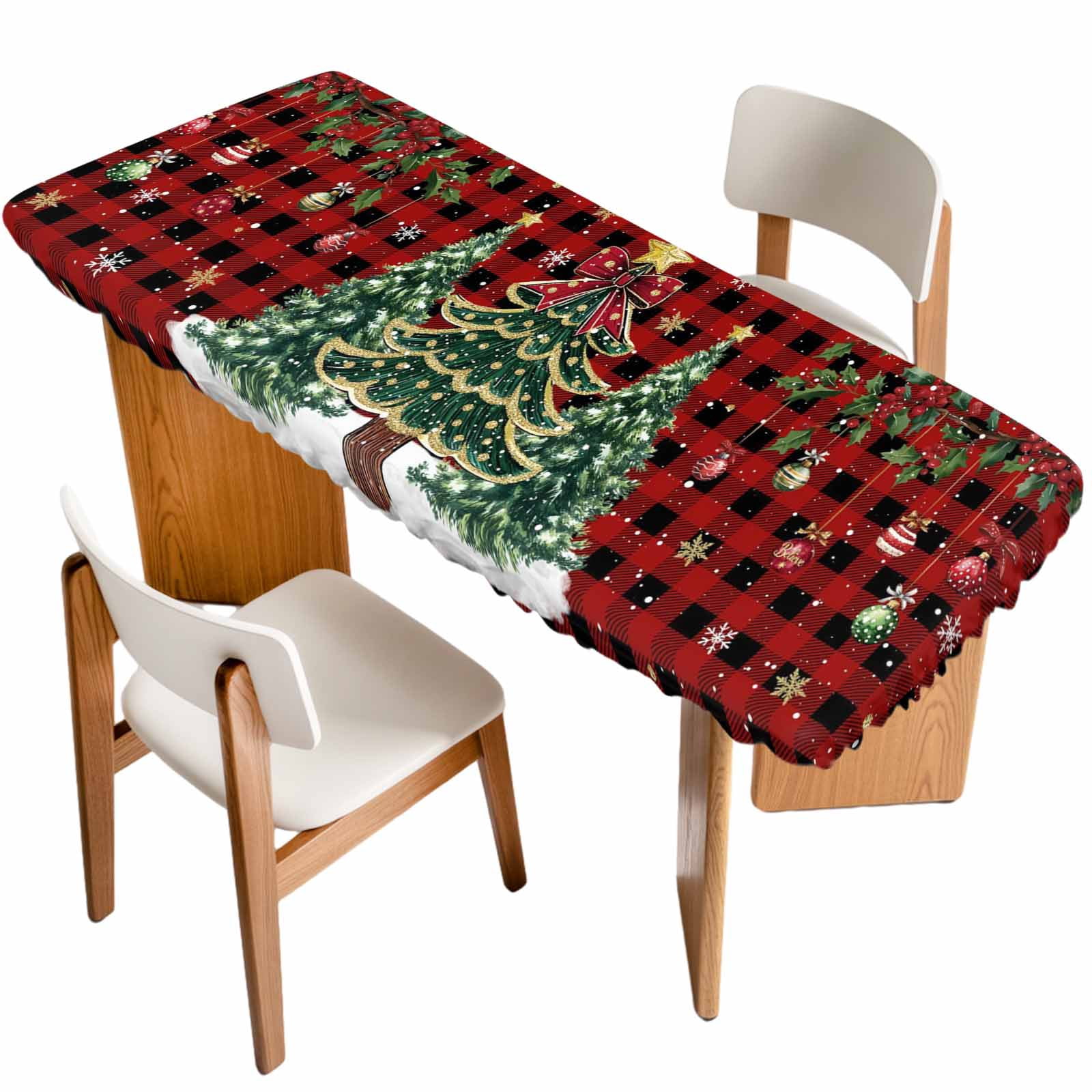 Christmas Tree Table Cloths for 8 Foot Rectangle Tables, Winter Xmas ...