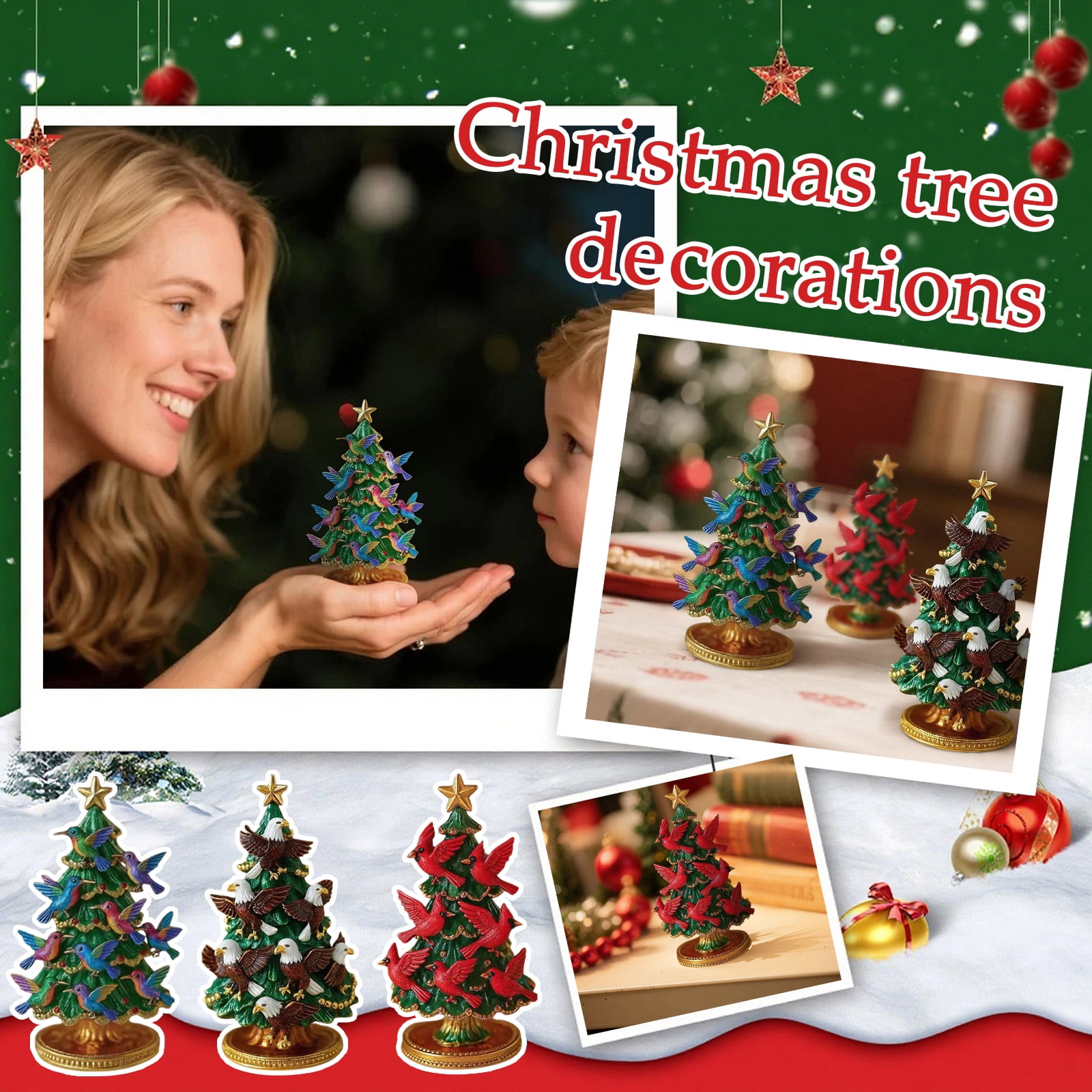 Christmas Tree Table Decorations Colorful Festive Hummingbird Ornament ...