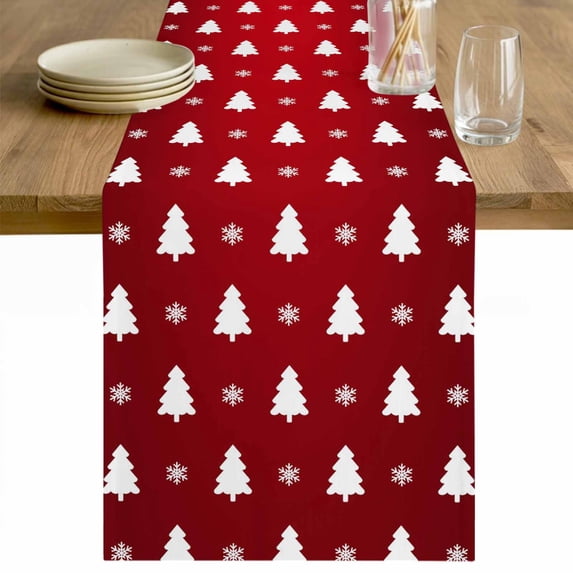 Christmas Tree Table Runner 90 Inches Long Farmhouse Dress Scarves, Red ...