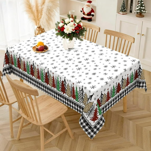 Christmas Tree Tablecloth 60x84 Inch Waterproof Washable Table Cloth ...