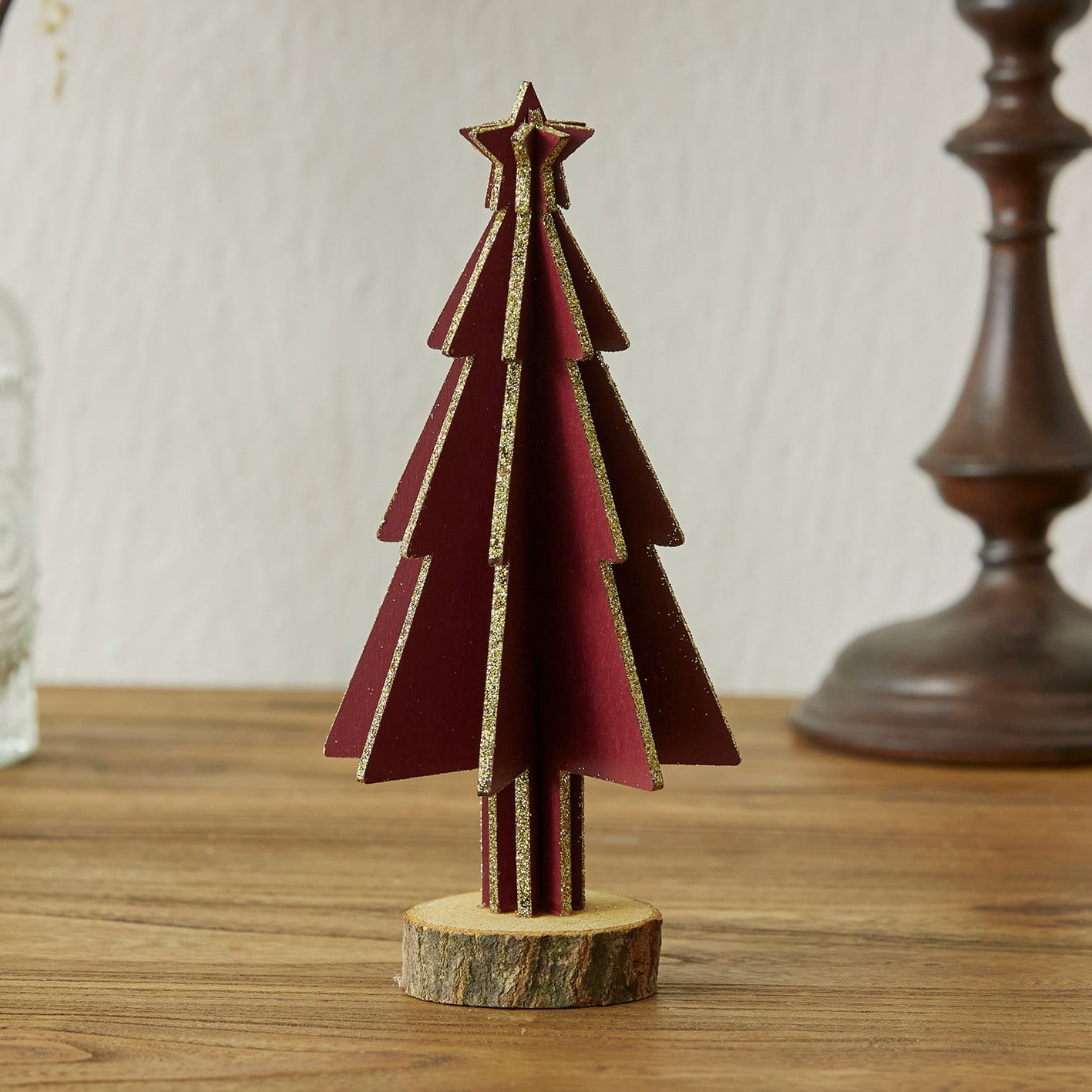 Christmas Tree Tabletop Ornament Wooden Christmas Tree Christmas Scene ...