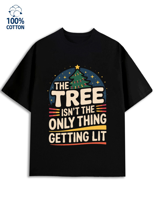 Christmas Tree Tee men's Christmas 180G 100% Cotton black elegant humor ...