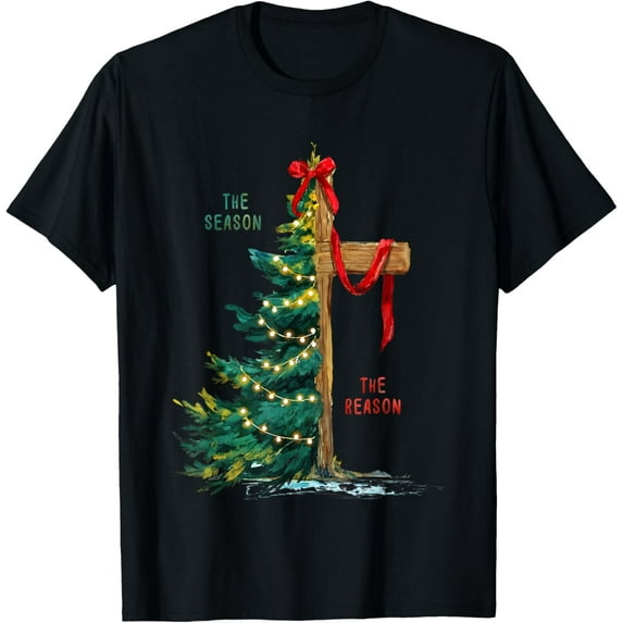 Christmas Tree The Season Jesus Cross The Reason T-Shirt - Walmart.com