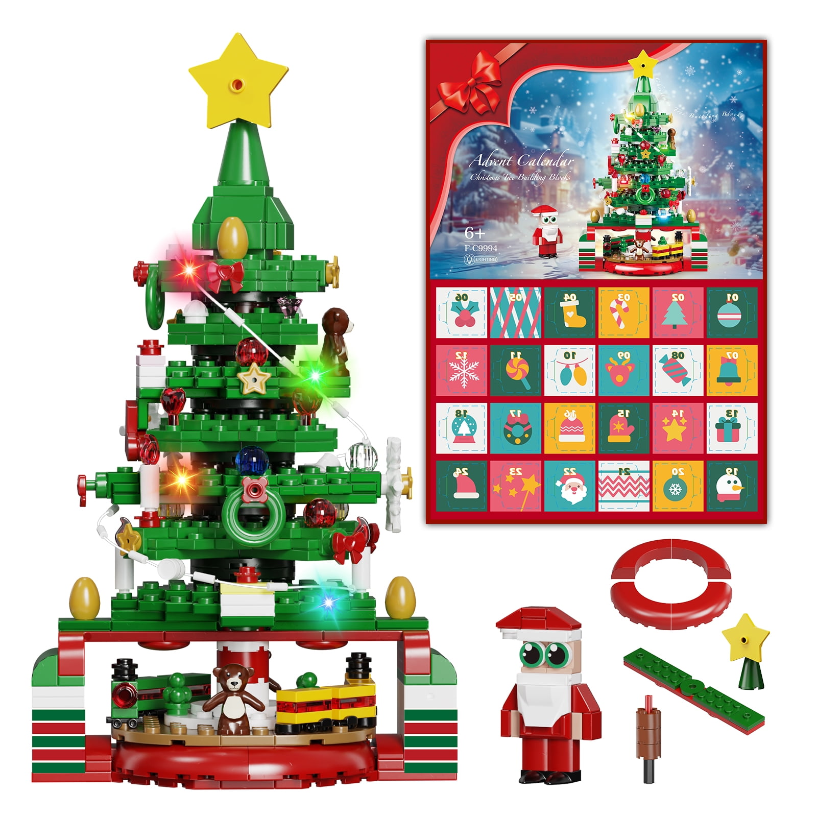 Christmas Tree Themed Building Blocks Christmas Advent Calendar ...