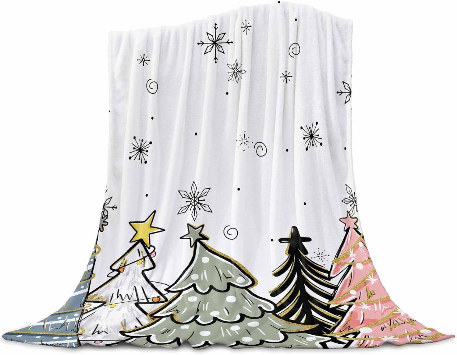 Christmas Tree Throw Blanket Gold Star Blankets and Throws Soft Cozy ...