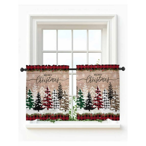 Christmas Tree Tier Curtains 36 Inch Length,Sheer Curtains for Bedroom ...