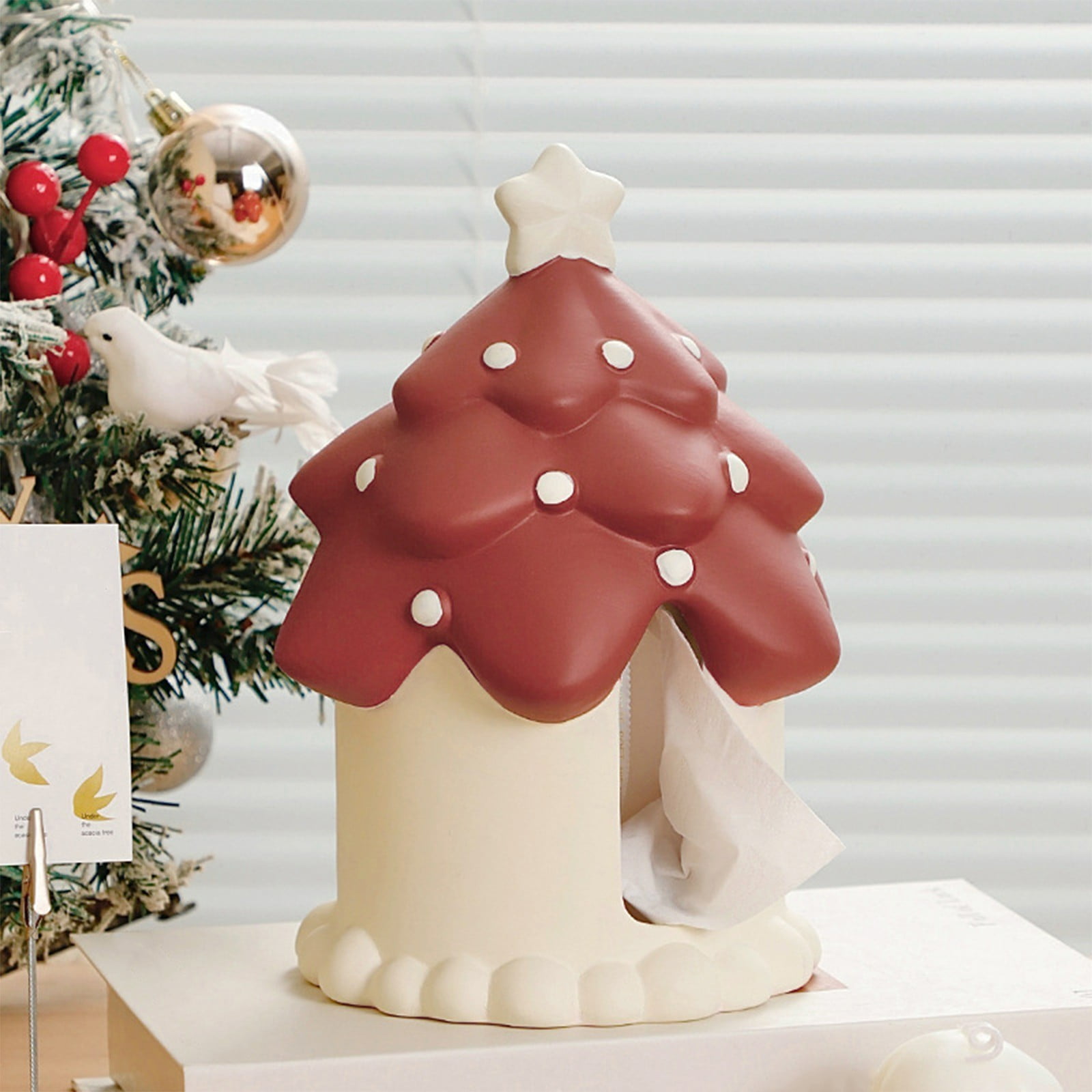 Christmas Tree Tissue Box Ceramic, Holiday Themed Tissue Dispenser for ...