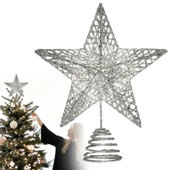 Christmas Tree Top Star Light Pentagram Silver,One Christmas Tree Top ...