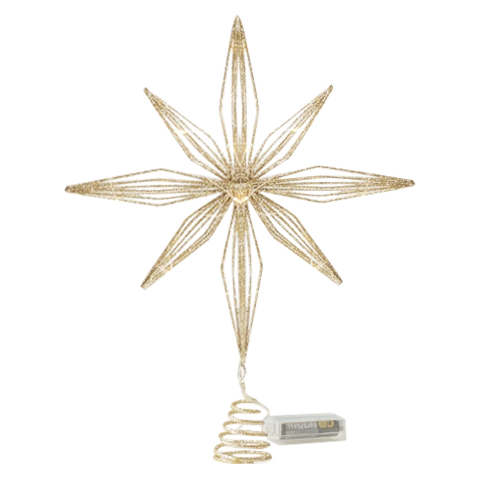 Christmas Tree Topper,10 Inches Lighted Gold Glittered Star Tree Topper ...