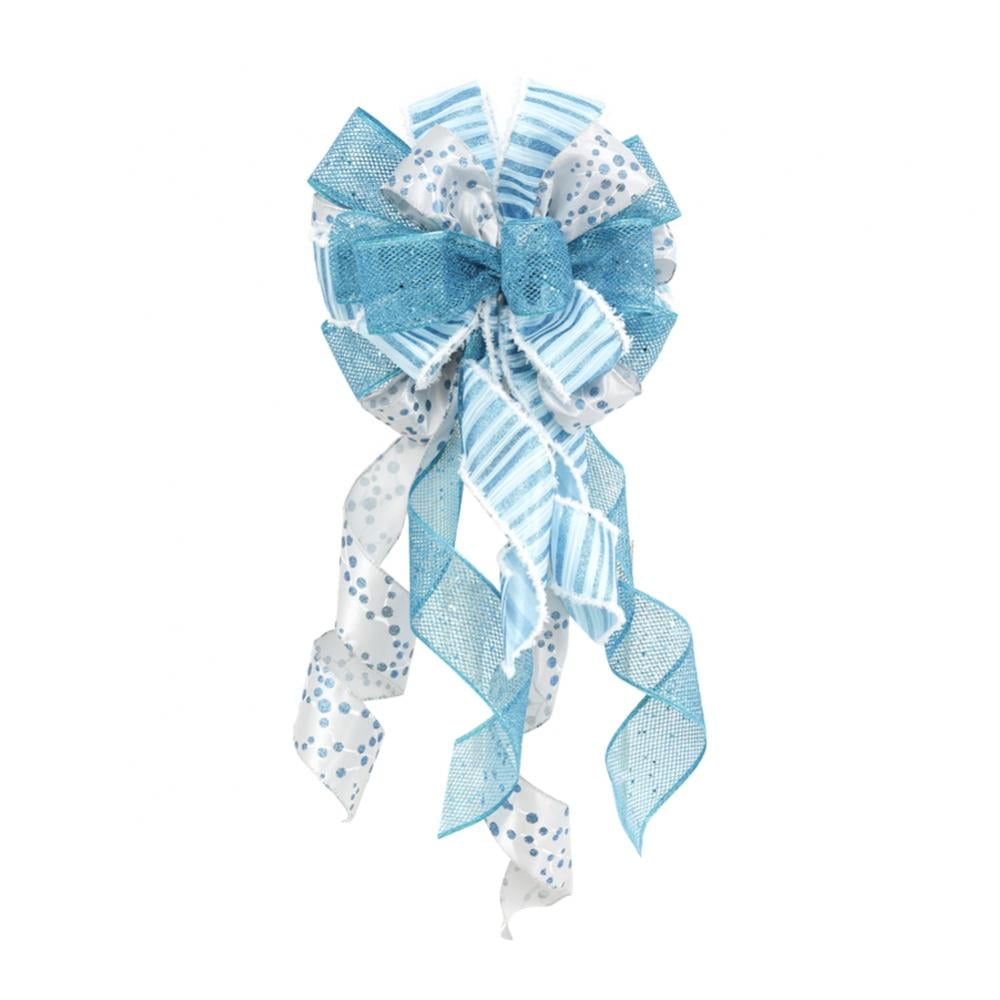 Christmas Tree Topper,34x12 Inches Large Toppers Bow with Glitter Satin ...