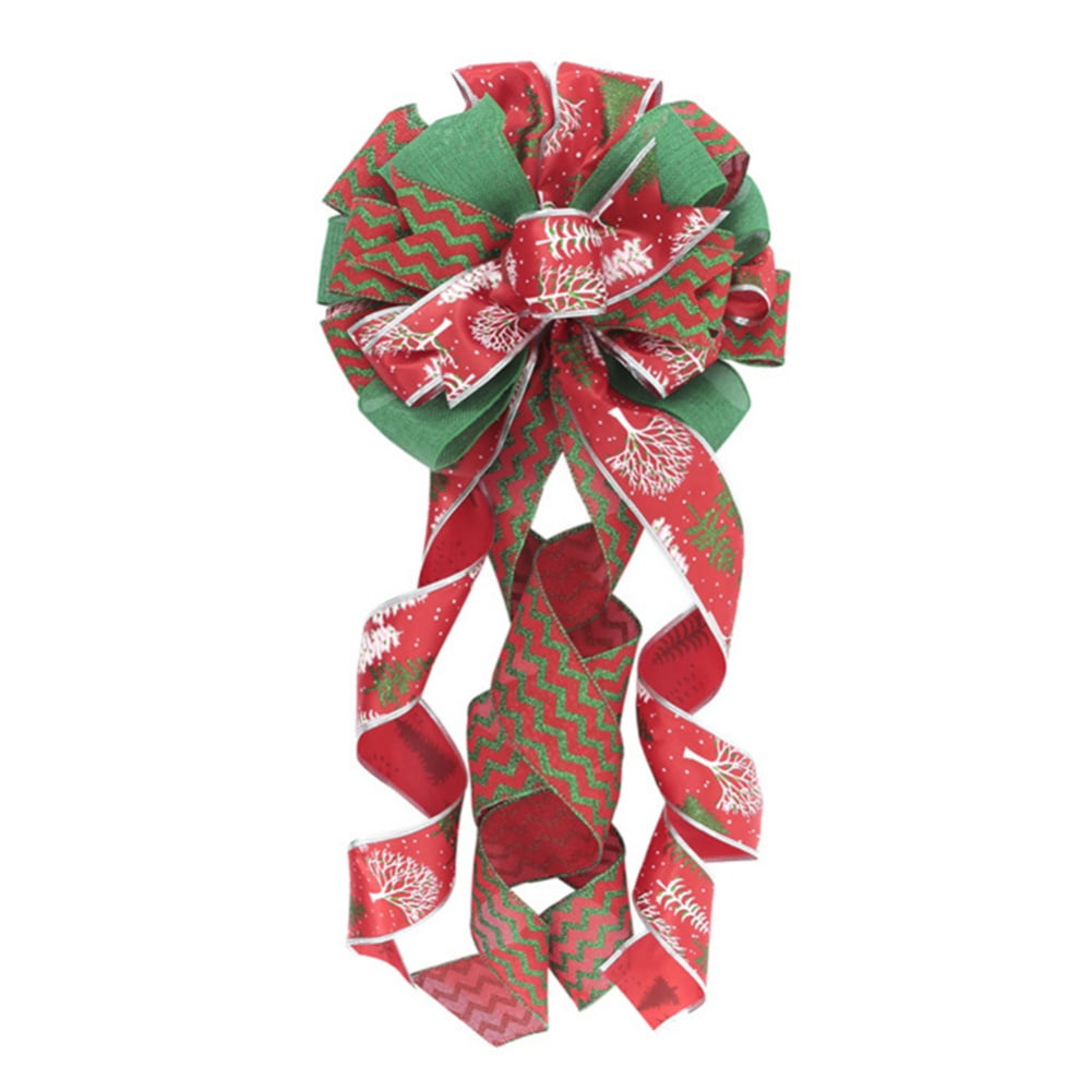 Christmas Tree Topper,34x12Inches Large Toppers Bow with Streamer Wired ...