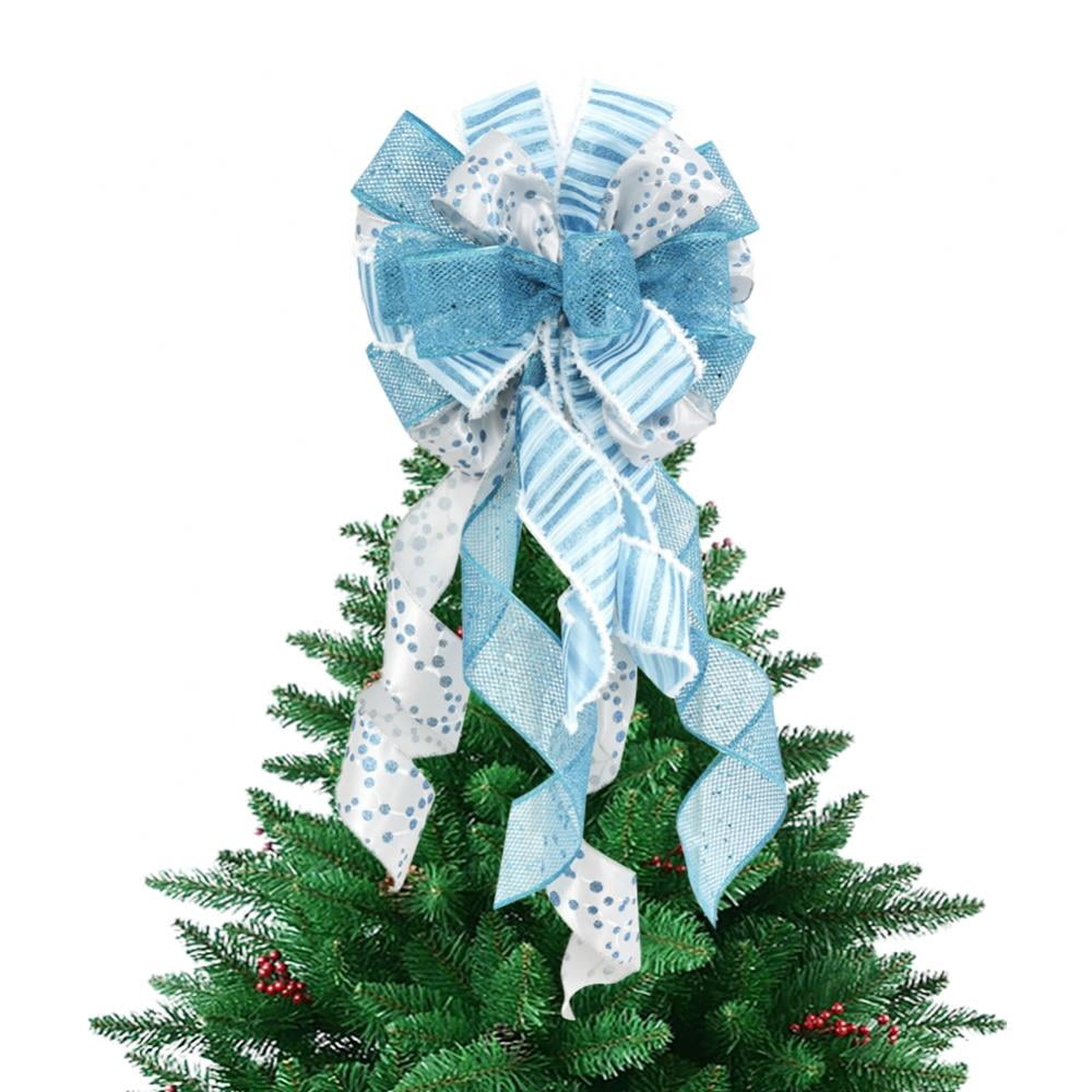 Christmas Tree Topper, 40" x 12" Burlap Bow with Long Streamers ...