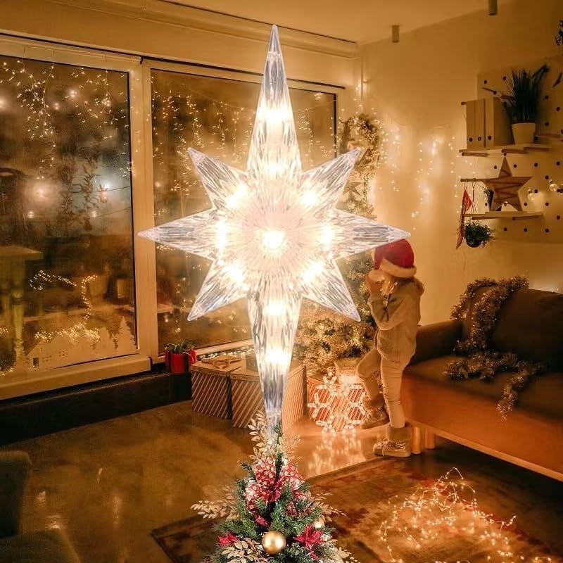 Christmas Tree Topper,Bethlehem Star Tree Topper(12 Inch 10 Lights ...