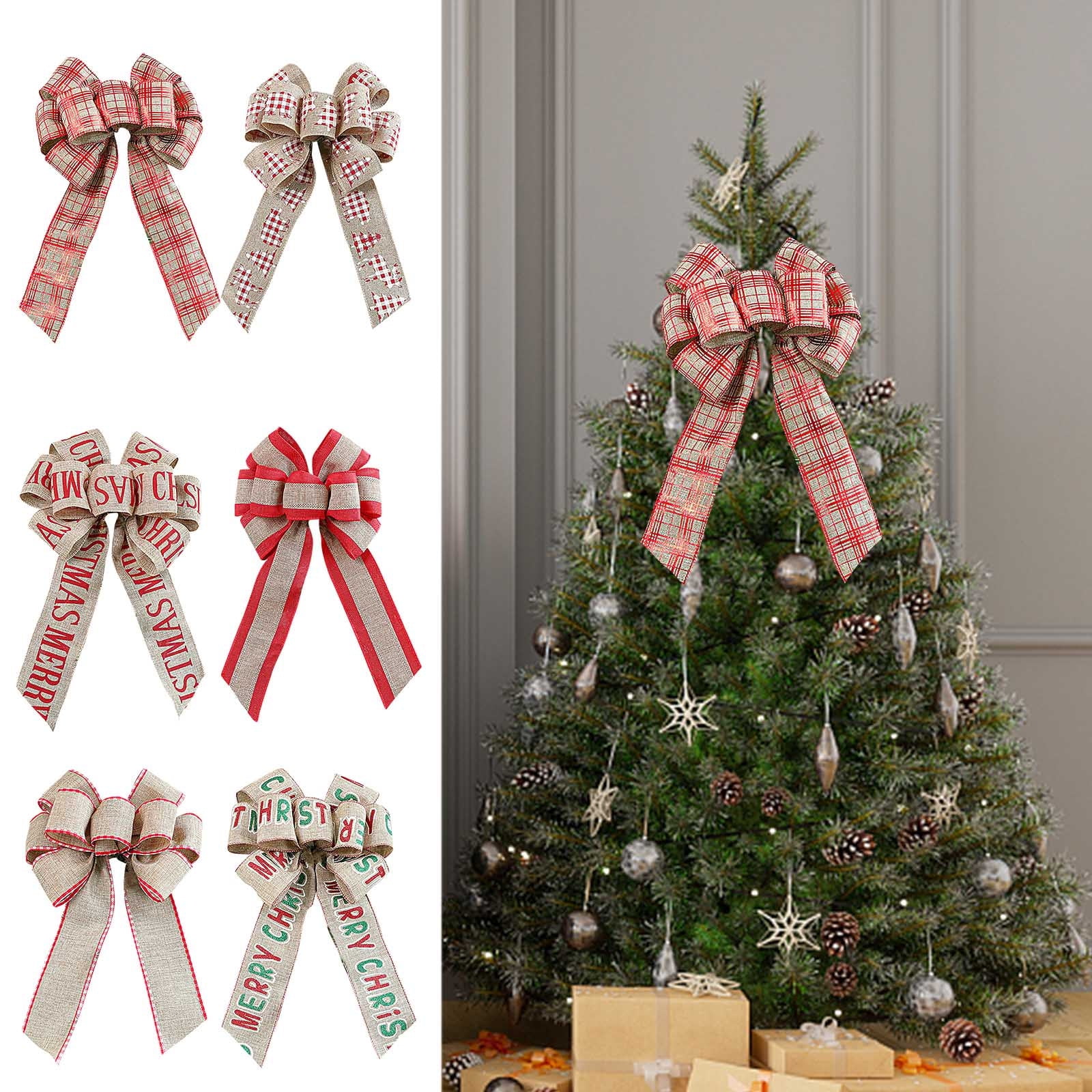 Christmas Tree Topper Bow,15×9.41inch Large Velvet Christmas Wreath ...