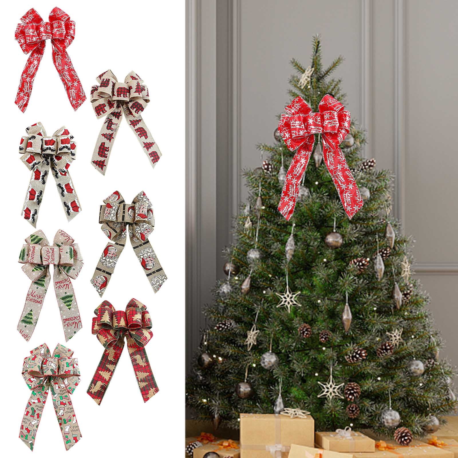 Christmas Tree Topper Bow,15×9.41inch Large Velvet Christmas Wreath ...