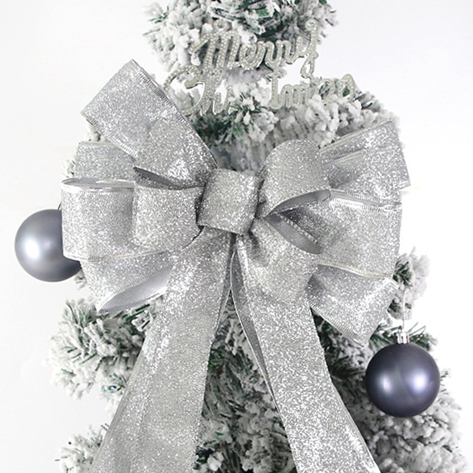 Christmas Tree Topper Bow,16.1"x9.4" Large Glitter Christmas Wreath ...
