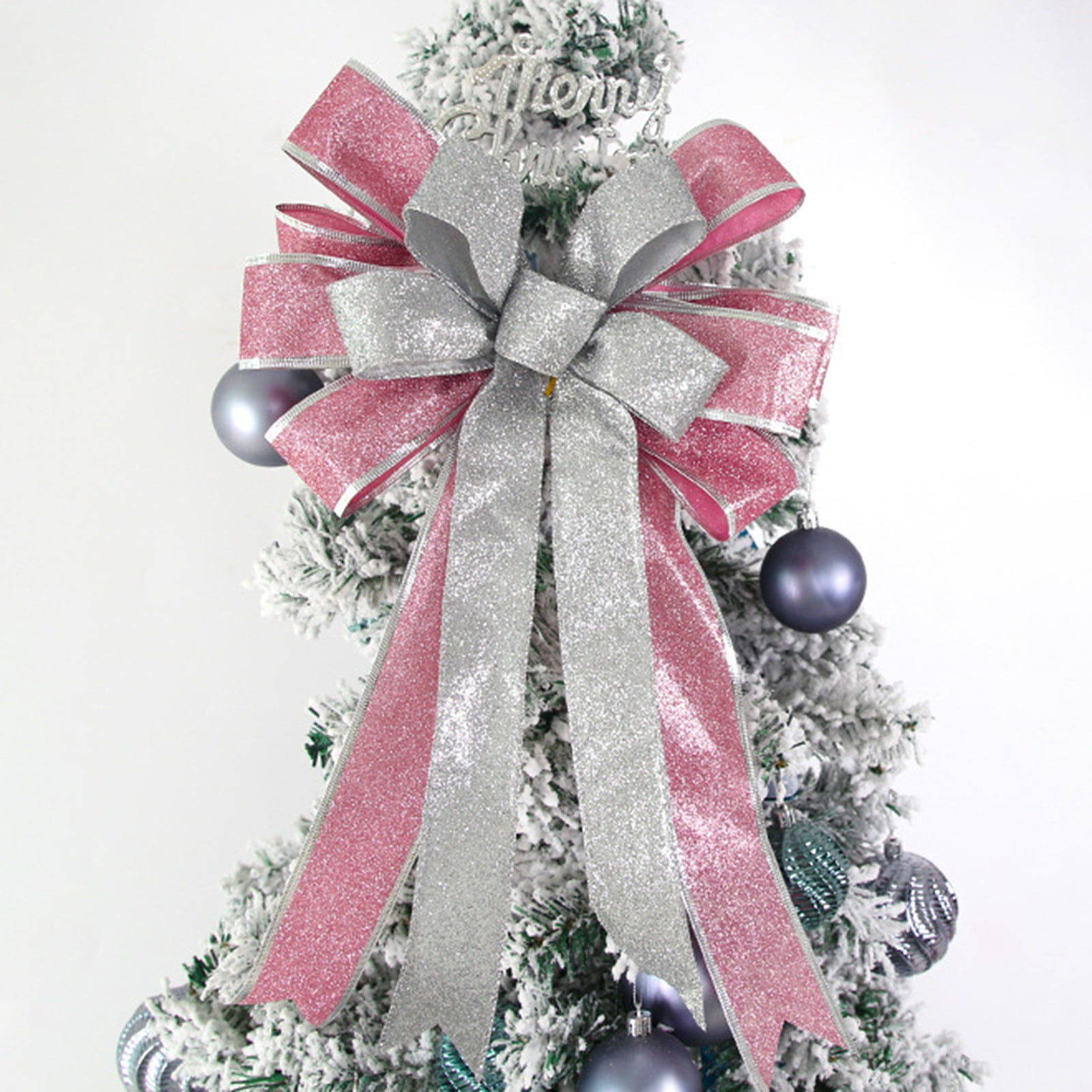 Christmas Tree Topper Bow,16.1"x9.4" Large Glitter Christmas Wreath ...