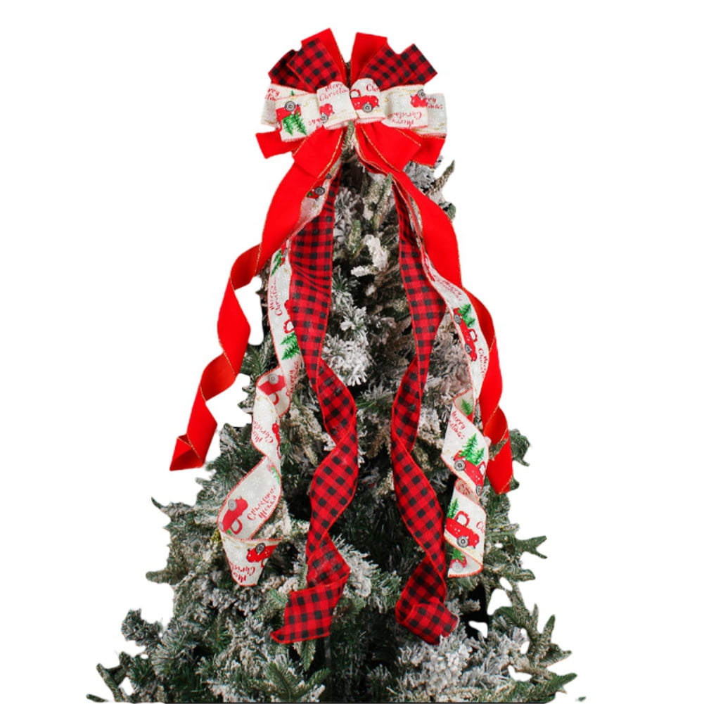 Christmas Tree Topper Bow, 43x12 Inches Large Tree Topper Bow, Black ...