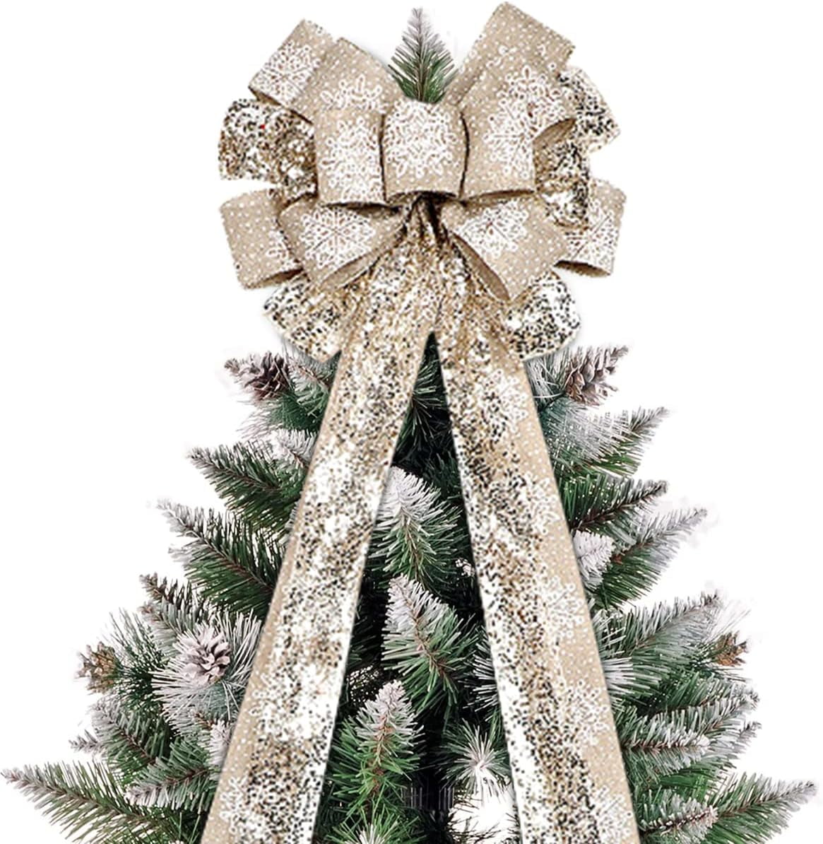 Christmas Tree Topper Bow, 44X12 Inch Artificial Xmas Tree Flower ...
