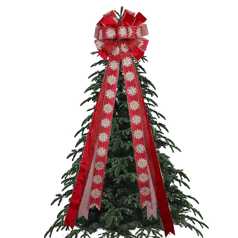 Christmas Tree Topper Bow, 45"x 13" Large Handmade Christmas Bows ...