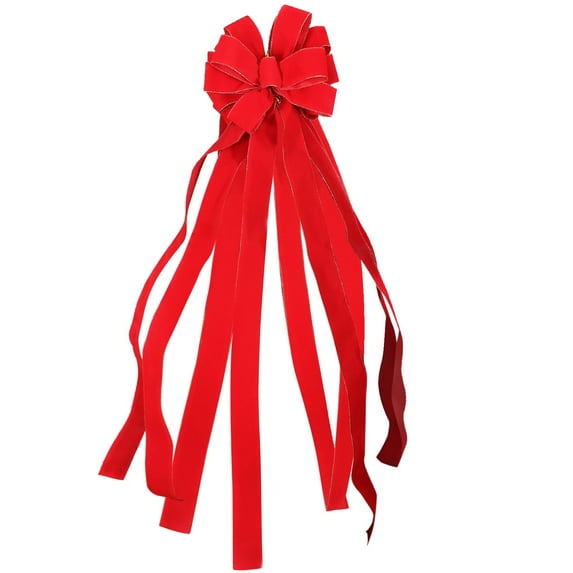 Generic Christmas Tree Topper Bow, Large Red Velvet Bow with Gold Edge ...