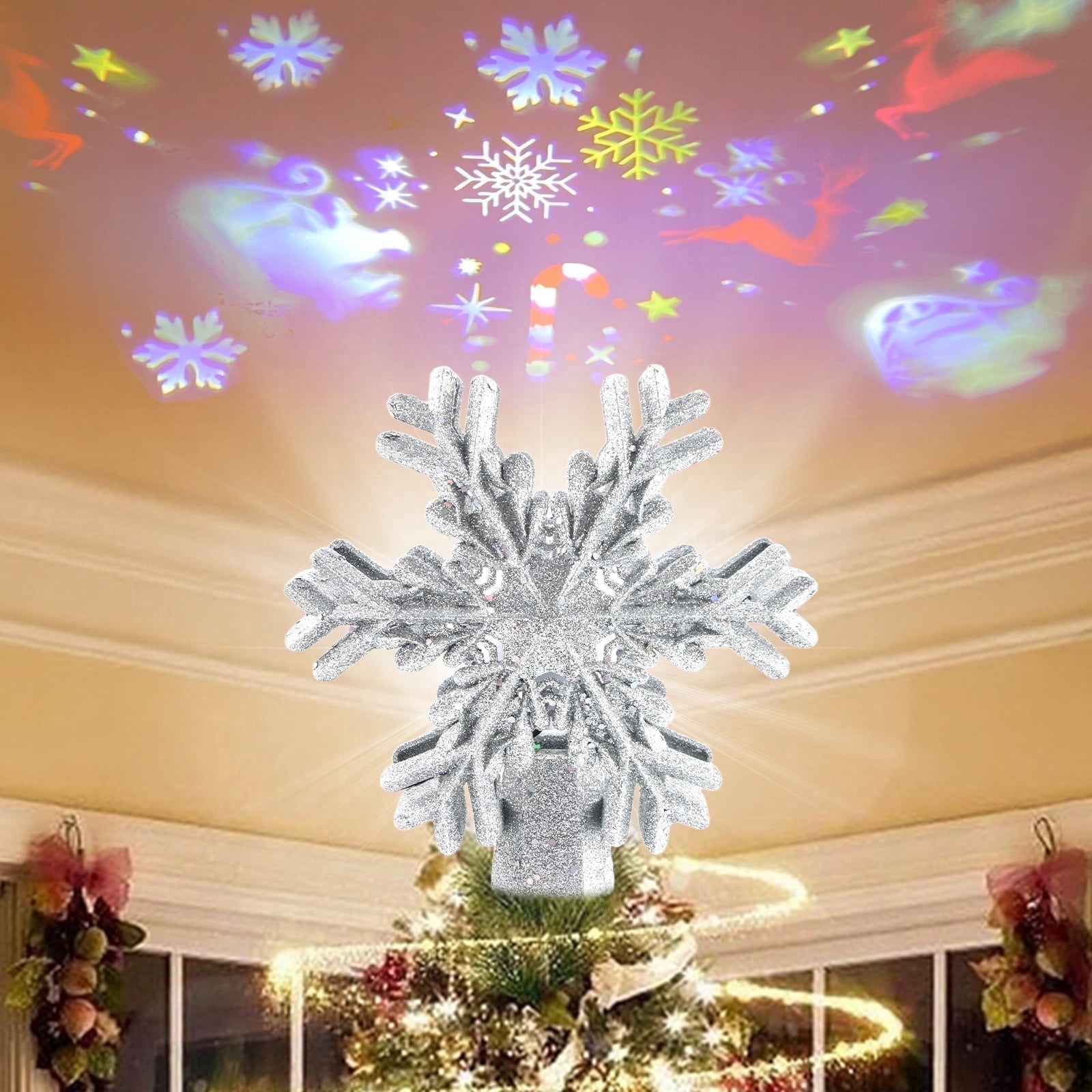 Christmas Tree Topper, Christmas Snowflake LED Tree Topper, Ornament ...