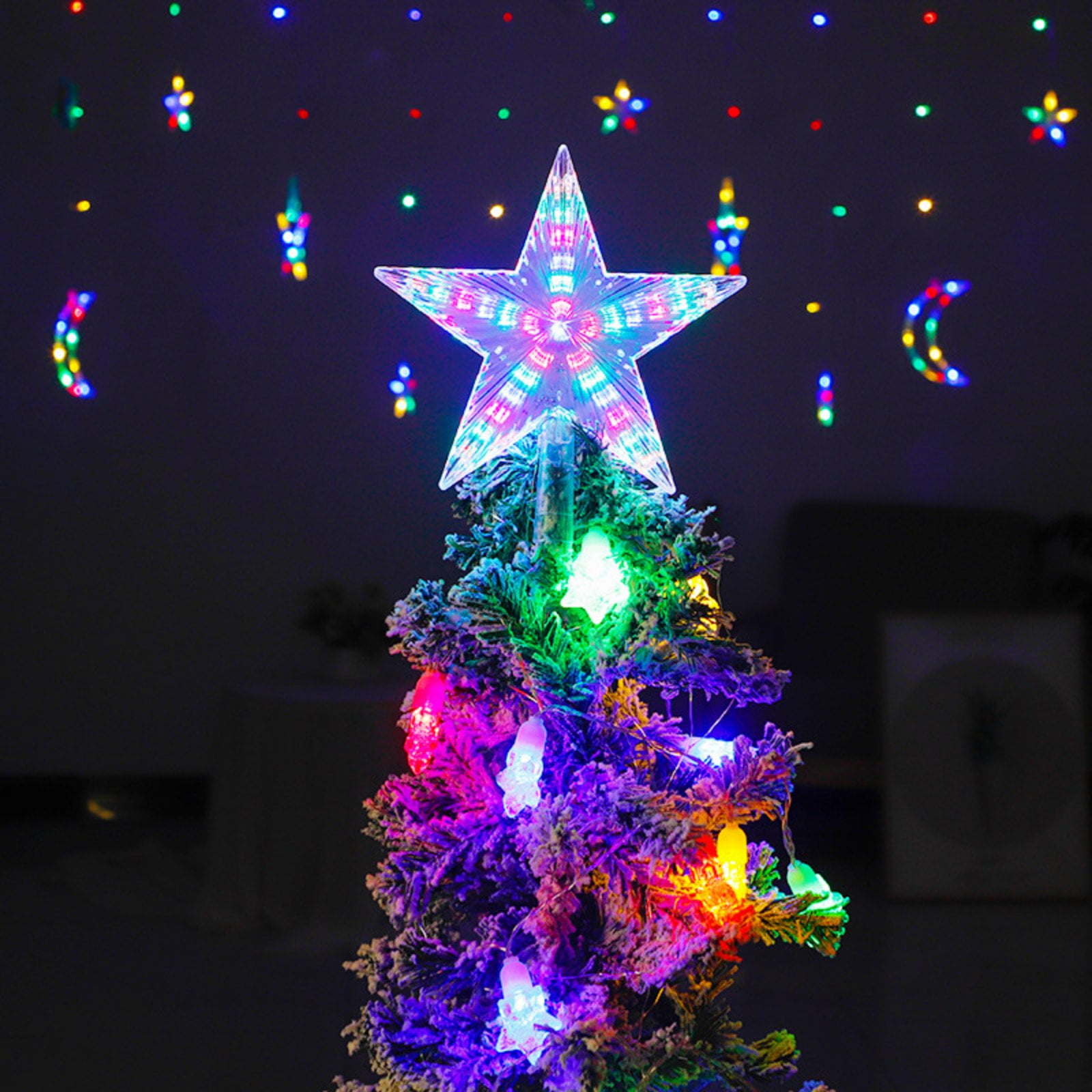 Christmas Tree Topper, Christmas Tree Topper with LED Light,Clear Five ...