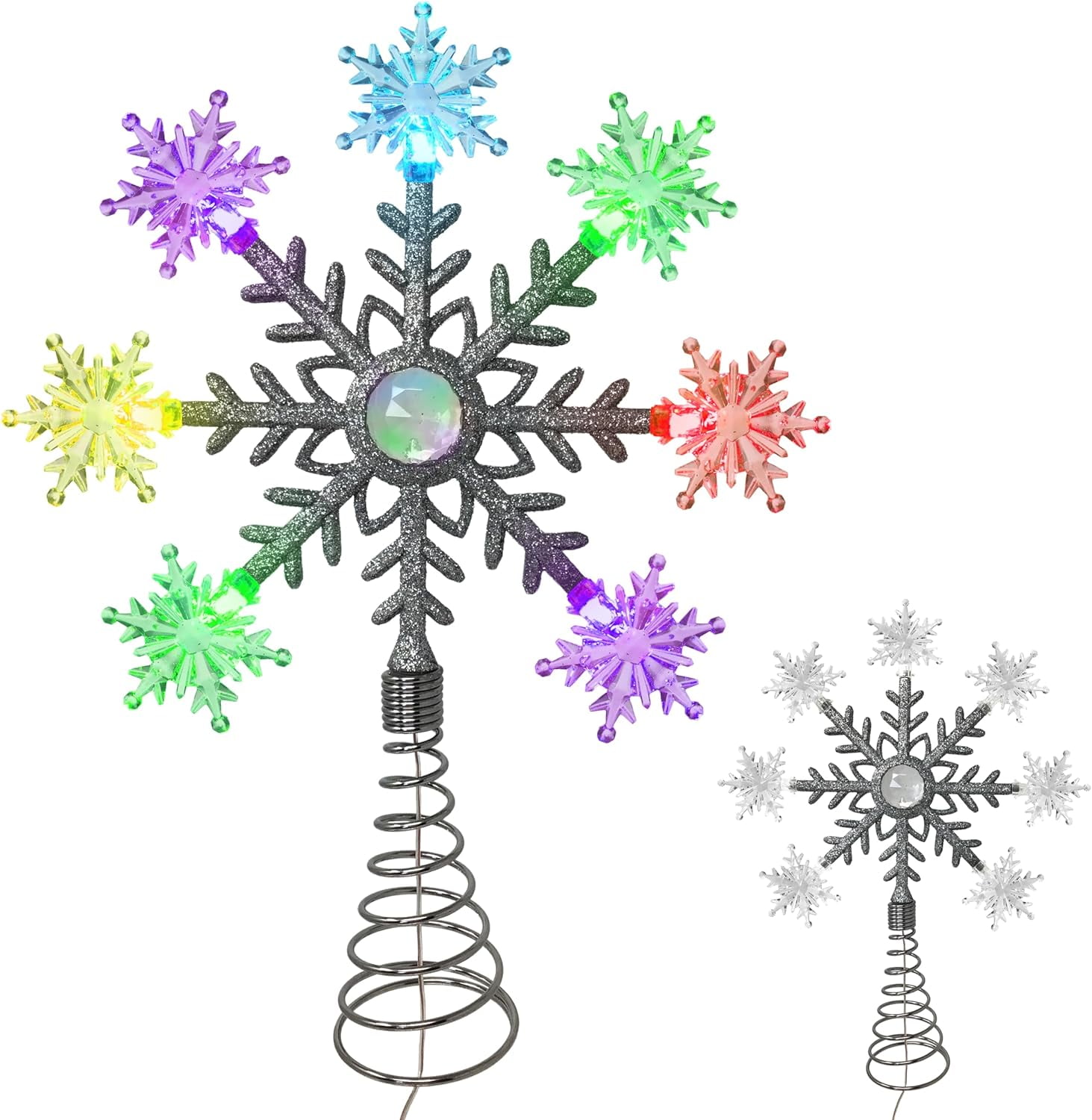 Christmas Tree Topper Color Changing Lighted Snowflake Tree Decoration ...