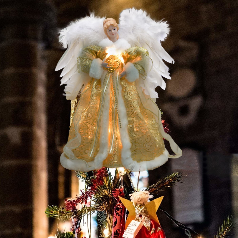Ayieyill Angel Treetop, 12-Inch, Christmas Angel Tree Topper, Lighted ...