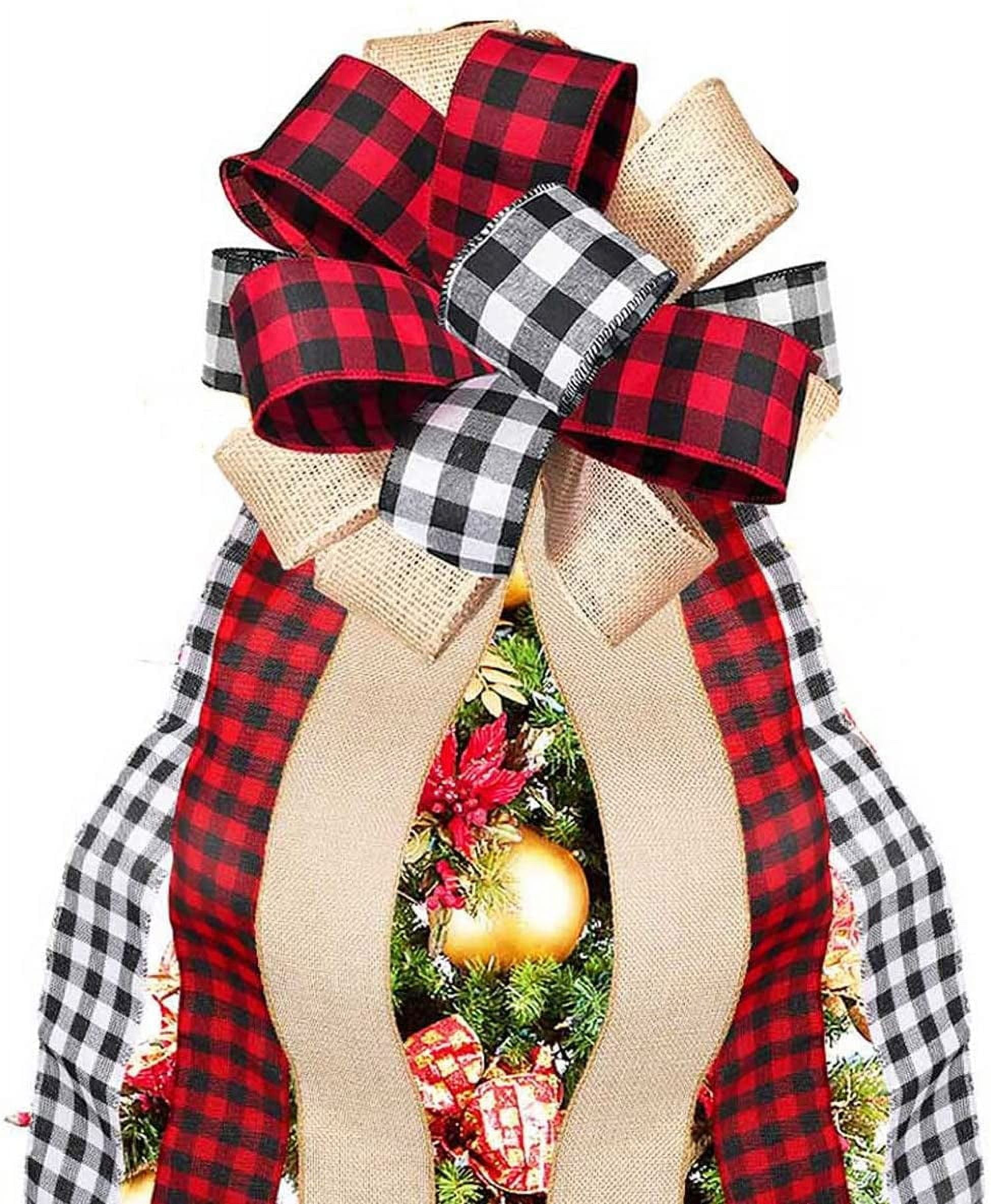 Christmas Tree Topper,Handmade Buffalo Plaid Christmas Decorations,Red ...