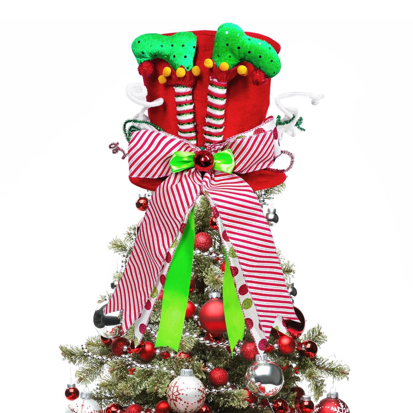 Christmas Tree Topper Hat, Candy Canes Tree Topper, Pink Tree Topper ...