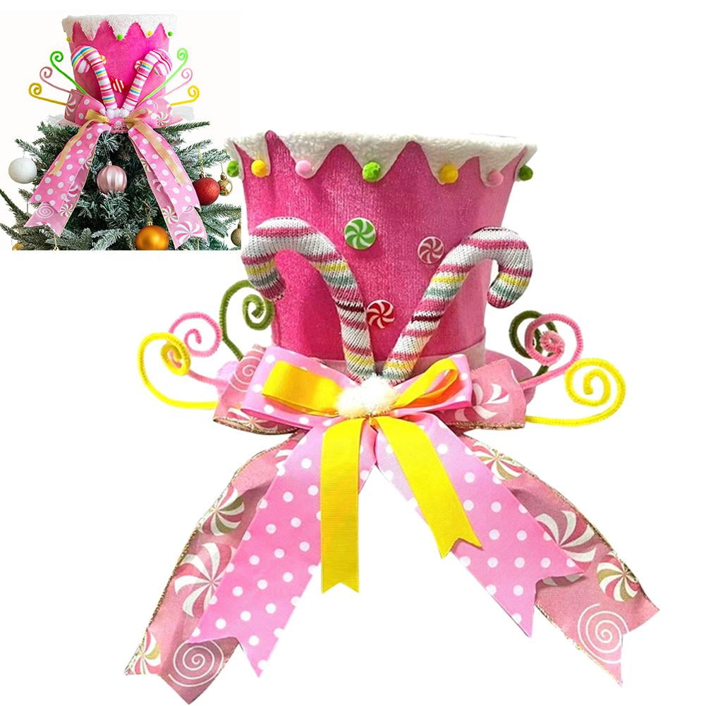 Christmas Tree Topper Hat, Christmas Tree Topper Hat with Candy Cane ...
