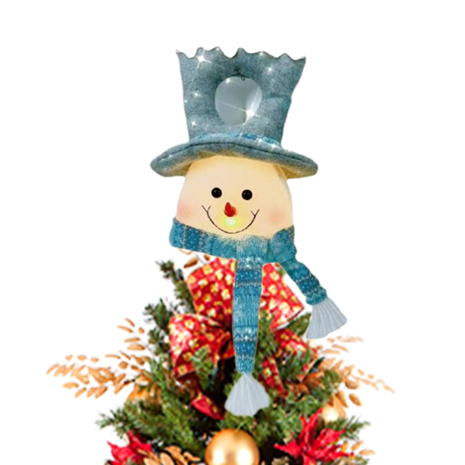 Christmas Tree Topper Hat Lighted Christmas Snowman with Lights Pendant ...
