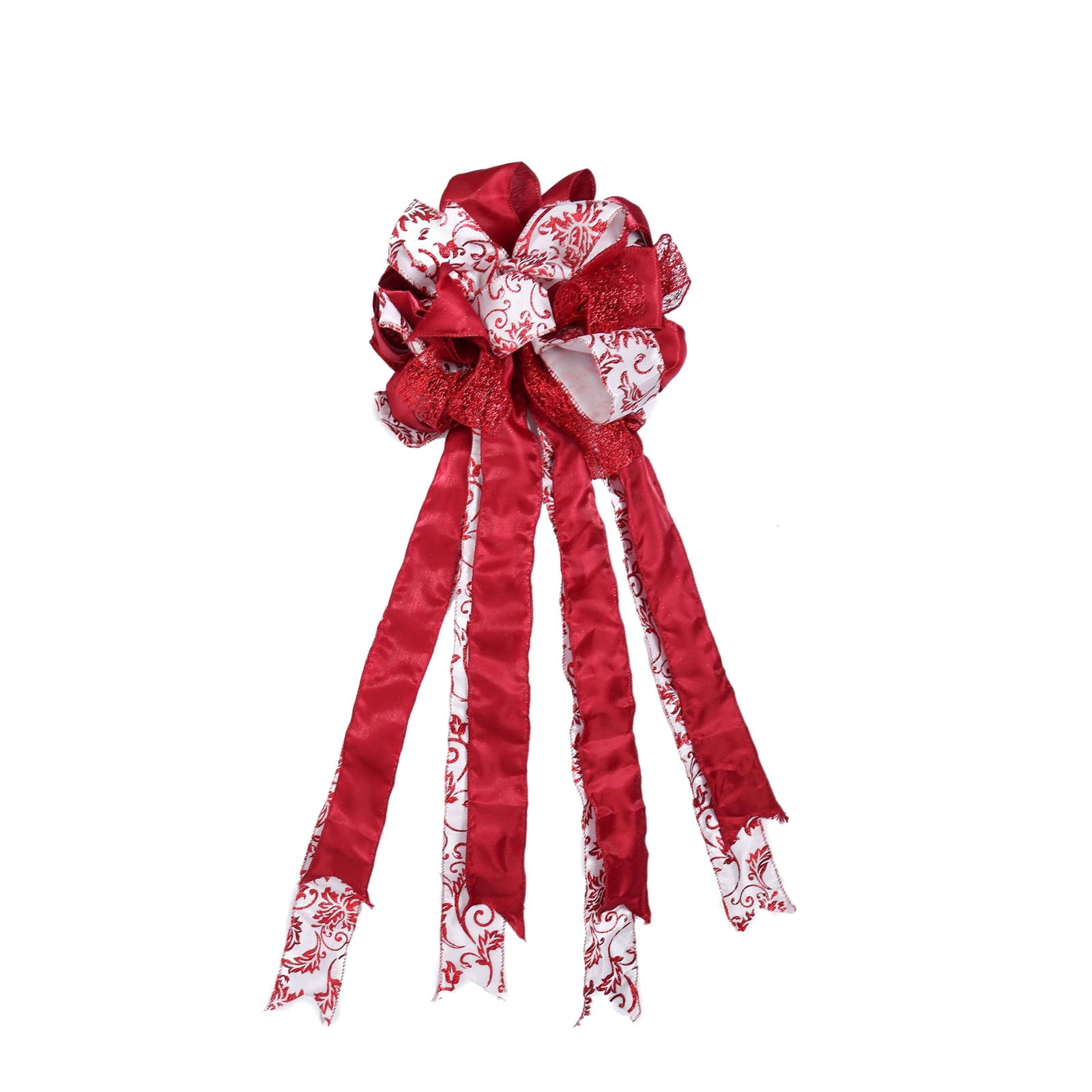 Christmas Tree Topper Large Toppers Bow with Streamer Wired Edge for ...