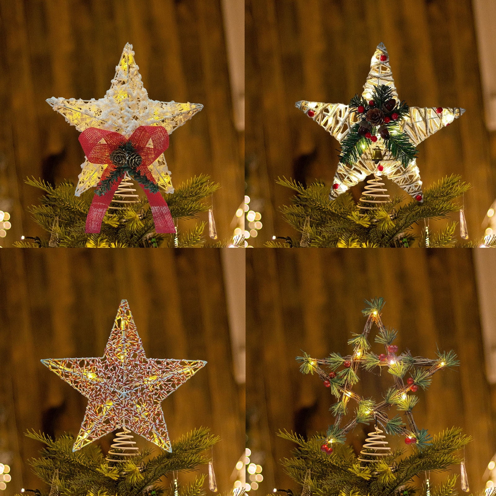 Christmas Tree Topper Lighted Gold Star Tree Toppers With Led Lights ...
