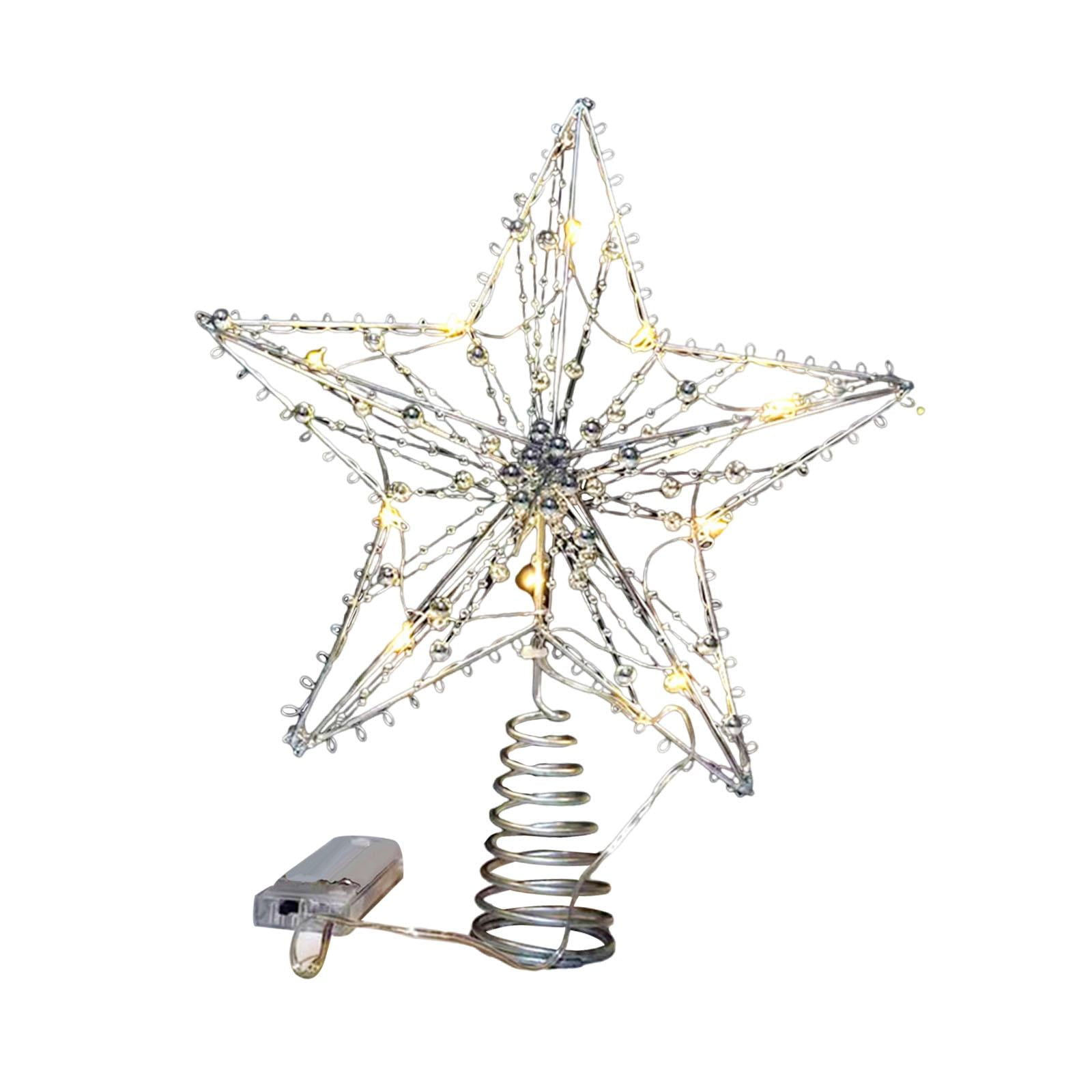 Christmas Tree Topper Lighted Pentagram Tree Top Ornament Iron Material ...