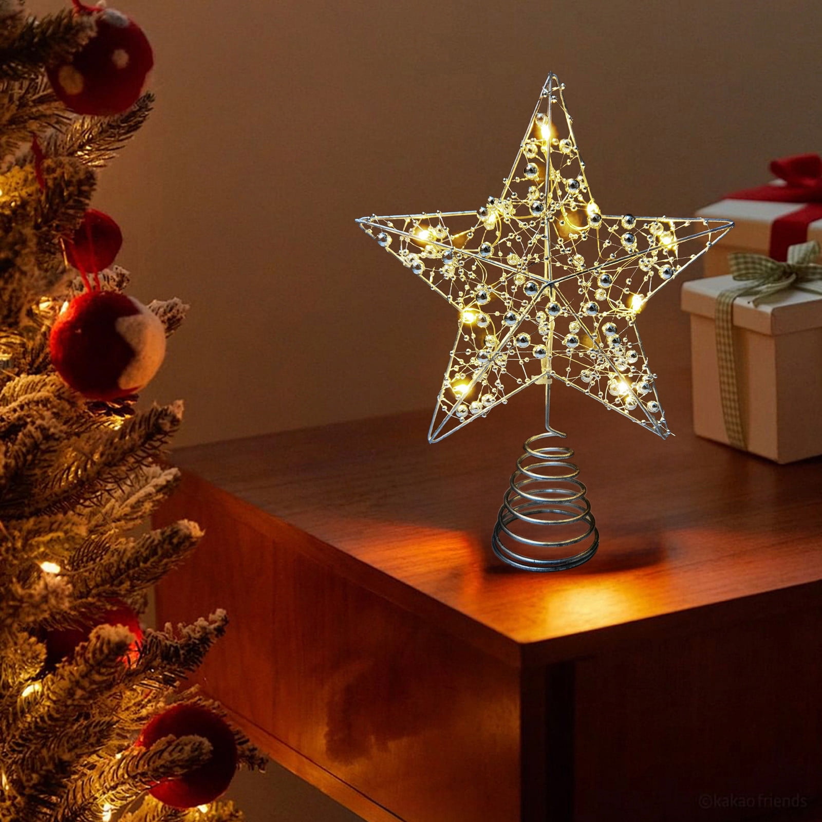 Christmas Tree Topper Lighted Star 9.8" Clear Five-Pointed Star Tree ...