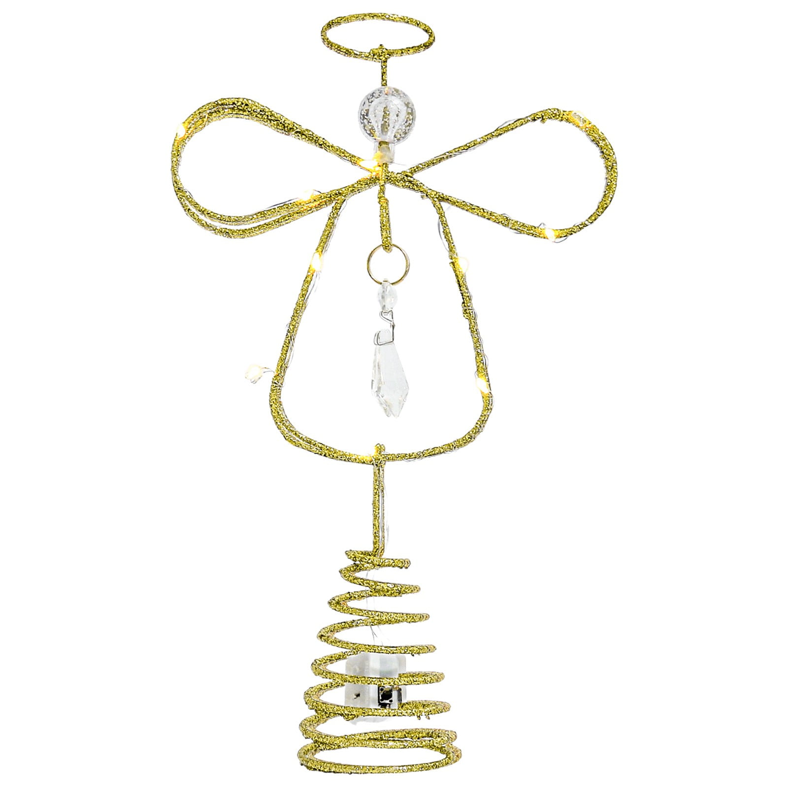 Christmas Tree Topper Ornaments Lights, Glittered Gold Angel Tree ...