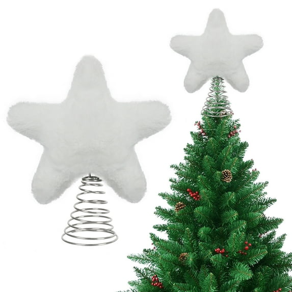 Christmas Tree Topper Plush Star Decoration Xmas Five-Pointed Star Tree ...